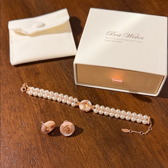 KS Selection | Jewelry | Ks Selection Pearl And Rose Gold Bracelet Set ...